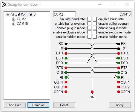 Virtual COM Ports (com0com) Links Set-up